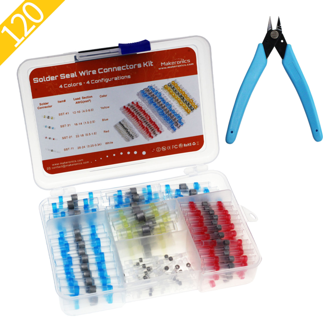 Makeronics 120PCS Solder Seal Wire Connectors | Self-Solder Heat Shrink ...